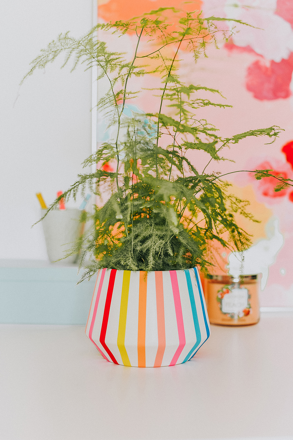 DIY Summer Striped Planter | Enthralling gumption