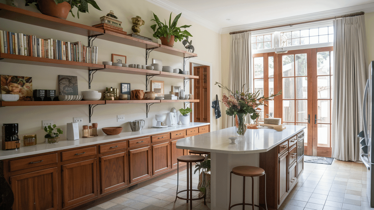 37 Ideas for What to Put on Open Kitchen Shelves - Enthralling Gumption