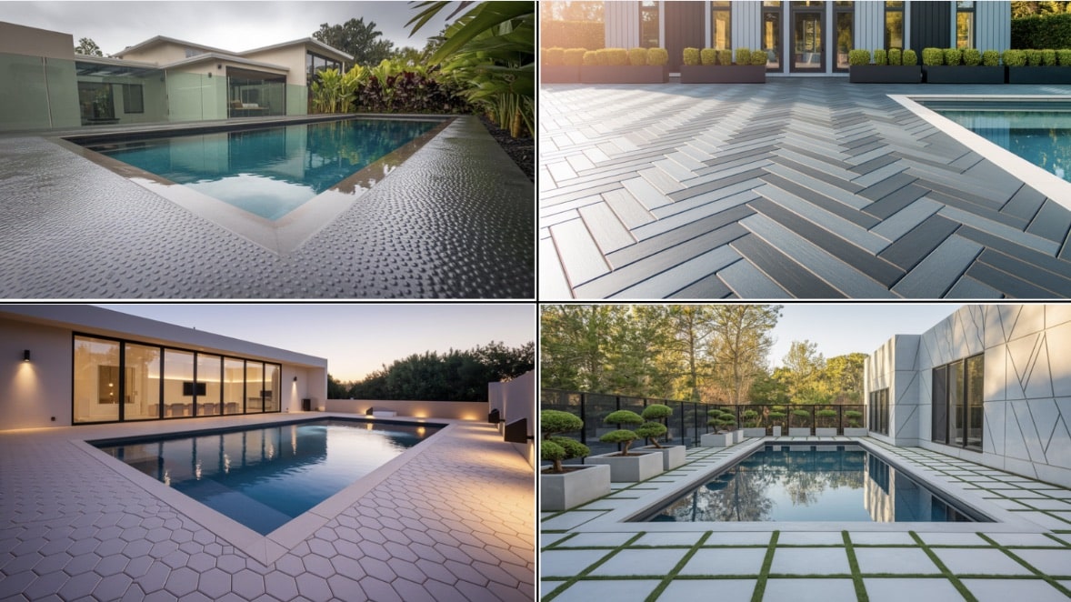 22 Modern Stamped Concrete Pool Deck Ideas You'll Love - Enthralling ...